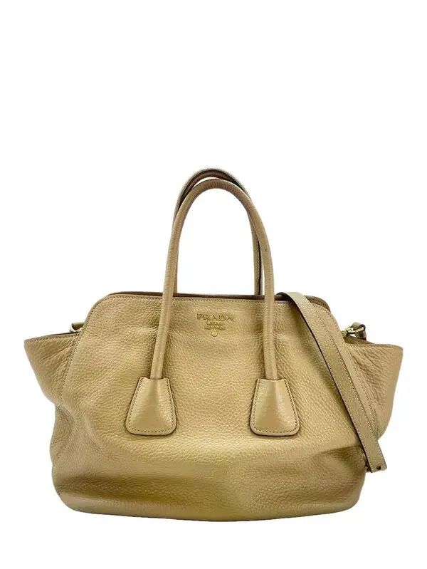Prada 2000s Pebbled Leather Tote Bag - Neutrals