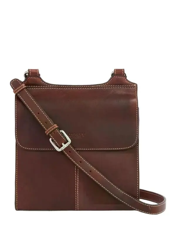 OSPREY The Narissa Topstitched Leather Crossbody Bag - Brown