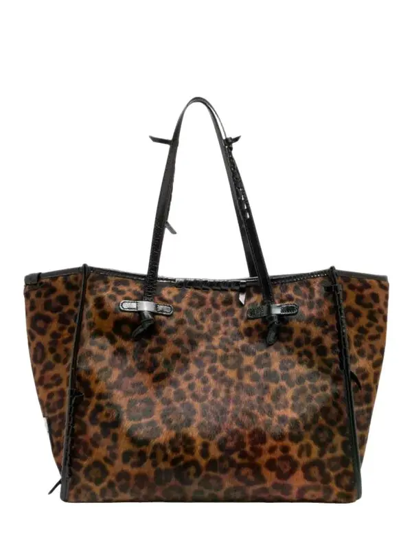 GIANNI CHIARINI Large Tote Bag With Leopard Print - Brown