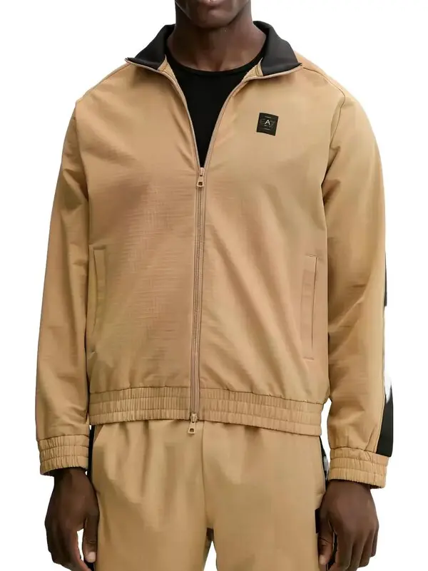 EA7 Logo Patch Zip-up Jacket - Neutrals