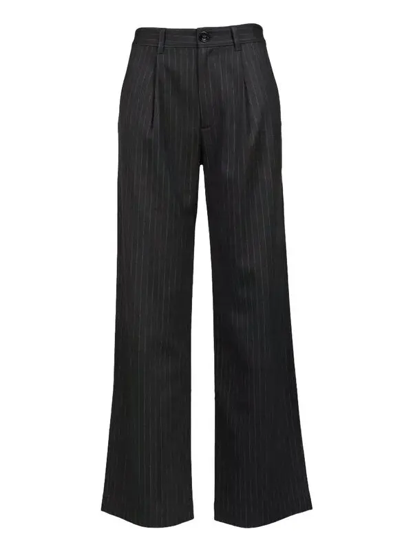 GLOWNY G Gentle Pinstriped Pleated Trousers - Grey