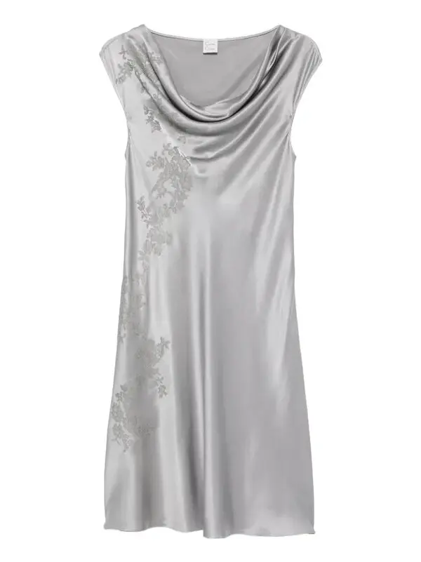 Carine Gilson Lace-trimmed Silk Nightdress - Grey