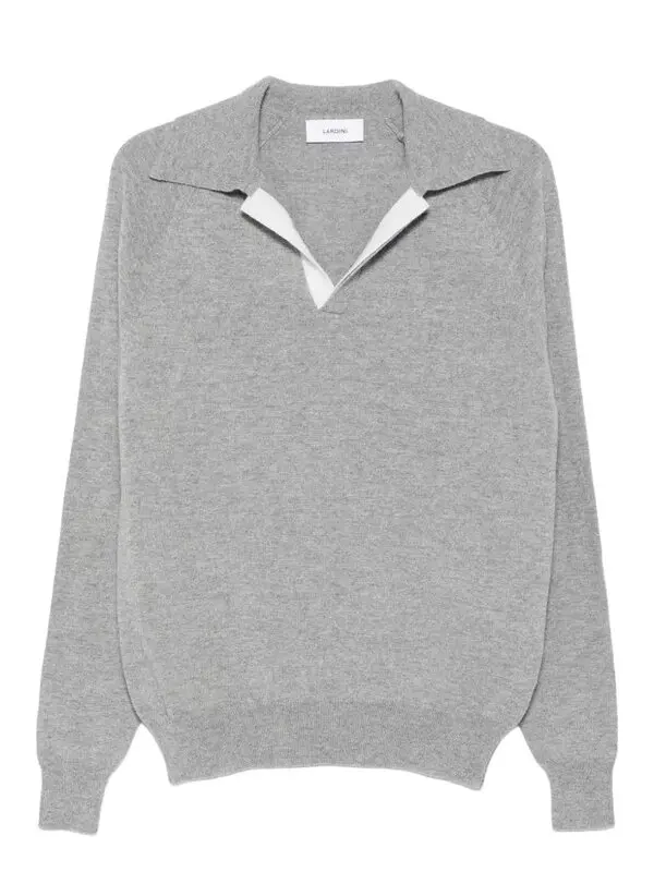 LARDINI Contrast-trim Long-sleeve Sweater - Grey