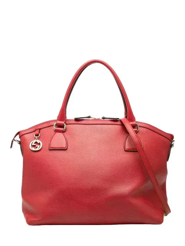 Gucci 2000-2015 Large Dollar Calfskin Gg Charm Dome Satchel - Red