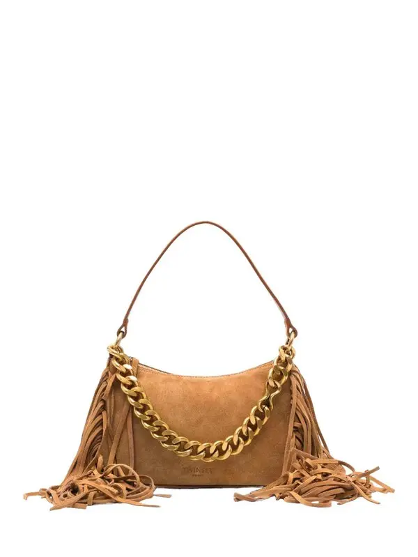 TWINSET Fringed Trim Chain-link Shoulder Bag - Brown