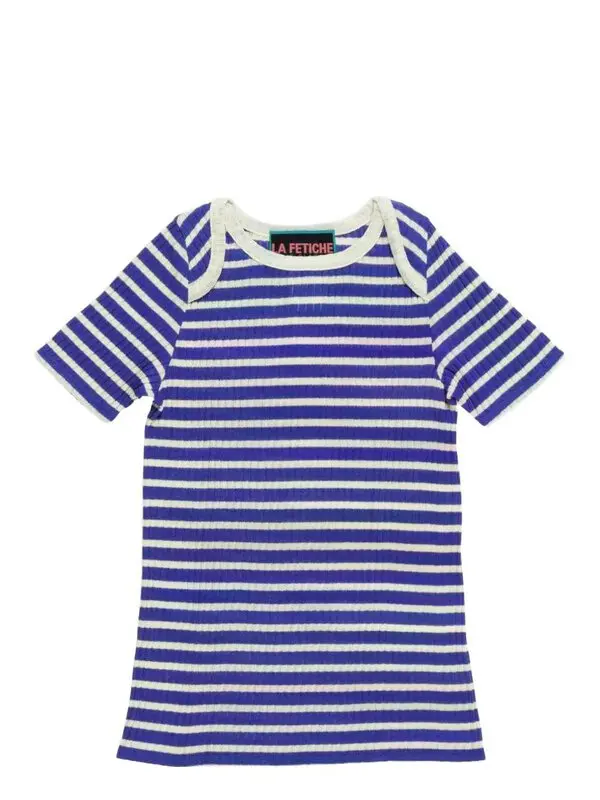LA FETICHE Striped Ribbed Knit T-shirt - Blue