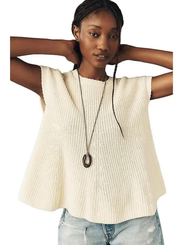 PILCRO Cotton Knit Swg Top - Ivory