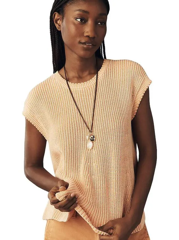 PILCRO Cotton Knit Swing Top - Peach