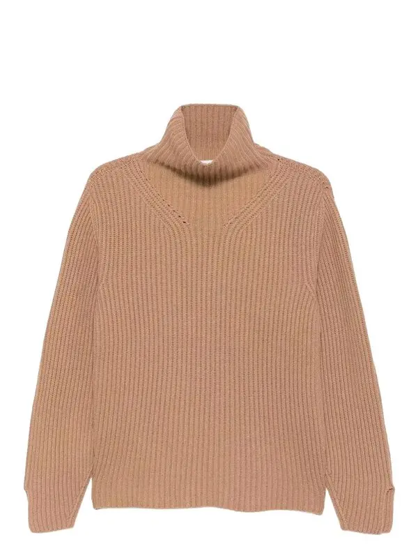 Liviana Conti Ribbed Knit Turtleneck Sweater - Brown
