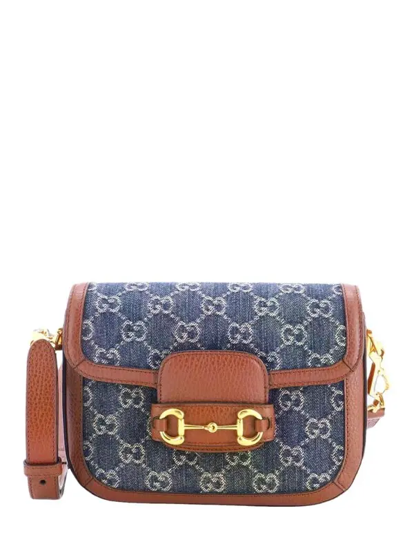 Gucci Horsebit 1955 Gg Denim Mini Shoulder Bag - Blue