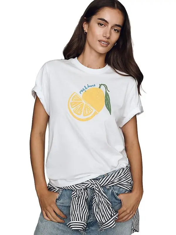 Rag & Bone Cotton Lemon Graphic T-shirt - White