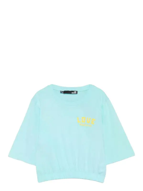 Moschino Logo-print Elasticated-hem T-shirt - Blue