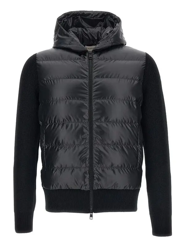 Moncler Padded Hooded Cardigan Jacket - Black