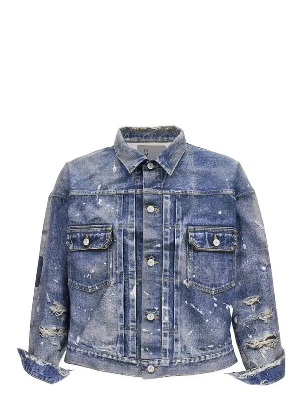 Junya Watanabe Giacca Denim Stampata - Blu
