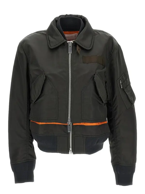 Sacai Nylon Twill Layered Jacket - Green