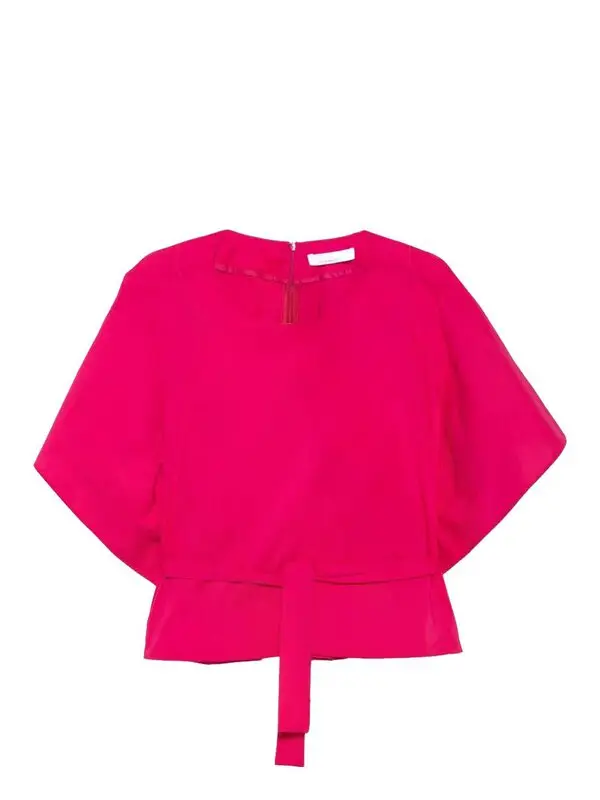 Liviana Conti Crew Neck Belted Blouse - Pink