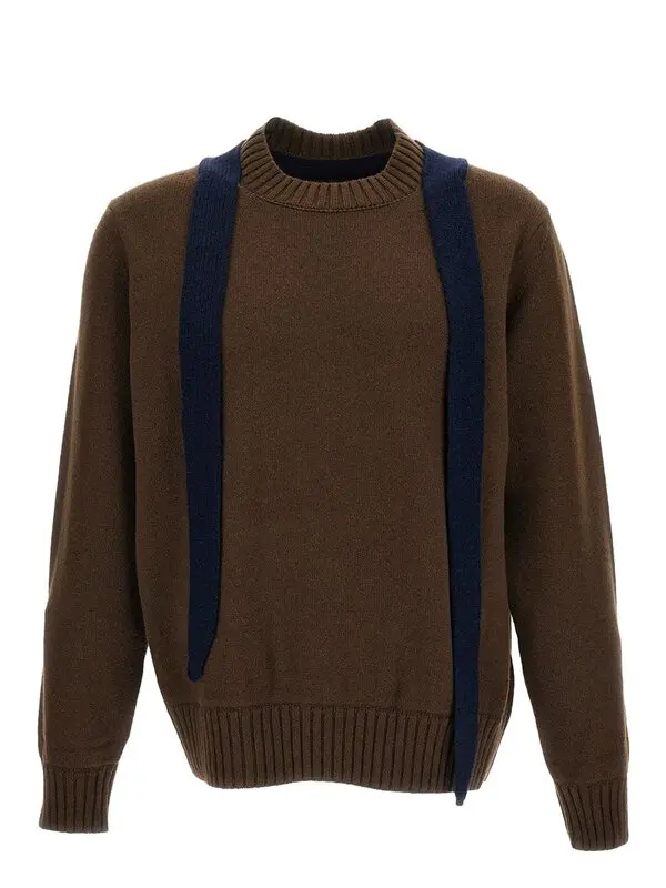 Sacai Maglione Oversize Girocollo - Marrone