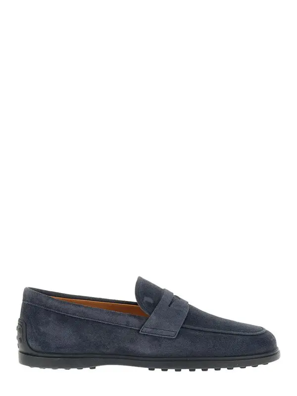 TOD'S Suede Rubber Moccasins With Embossed Monogram - Blue