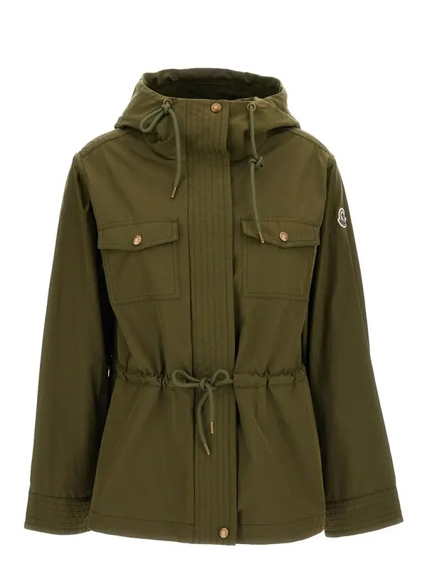 Moncler Parka Corto In Cotone Serin - Verde