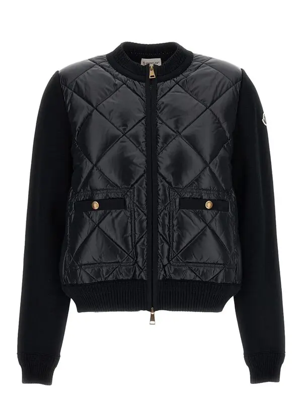 Moncler Quilted Cotton Cardigan - Black