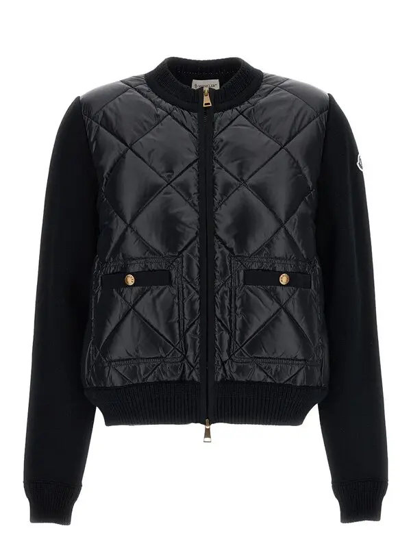 Moncler Quilted Cotton Cardigan - Nero