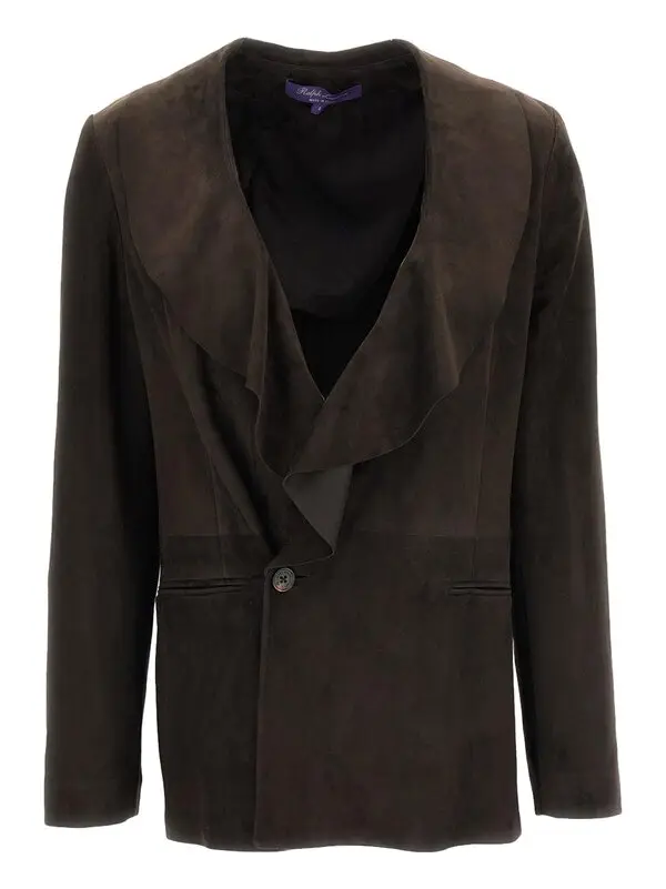 Ralph Lauren Giacca In Pelle Scamosciata - Marrone