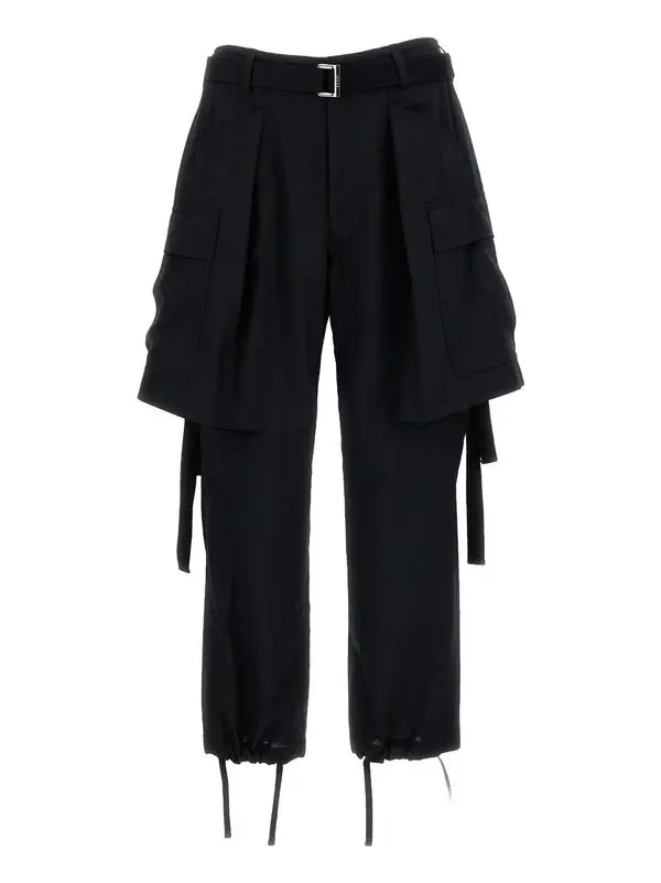 Sacai Wool Blend Cargo Pants - Nero
