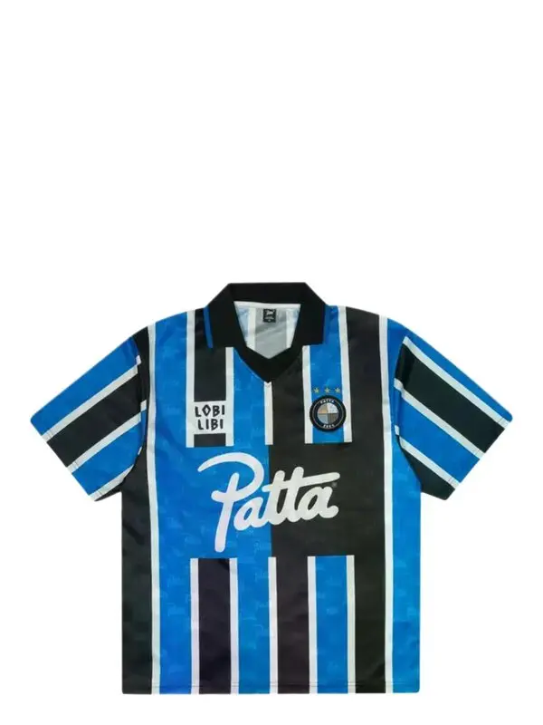 PATTA Stripe-print Football Polo Shirt - Blue