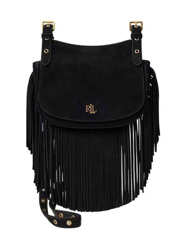 Ralph Lauren Fringe-trim Medium Marcy Crossbody Bag - Black