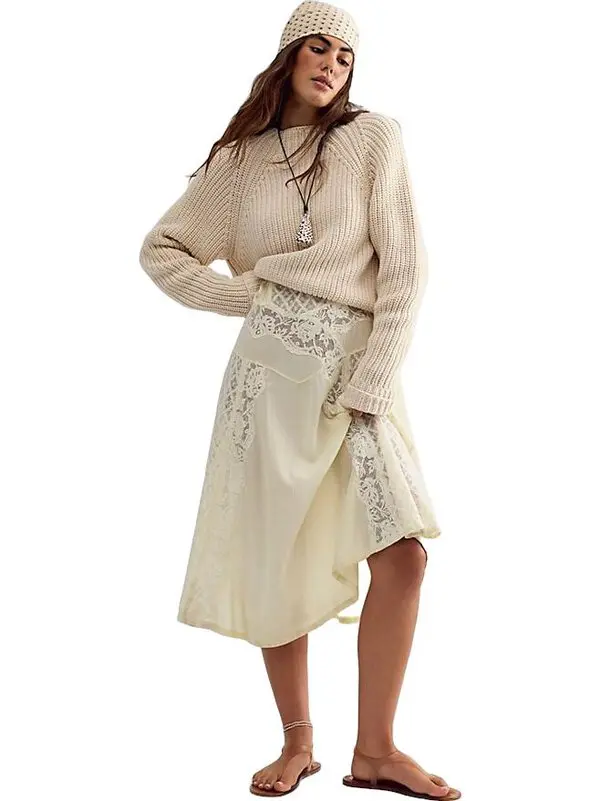 Free People Low Tide Knit Pullover - Marshmallow