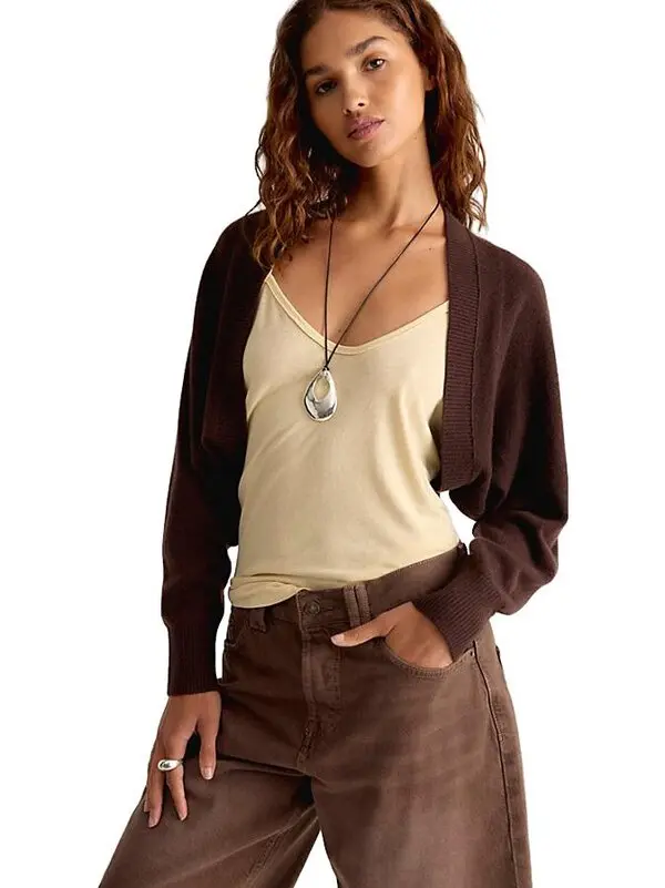 Free People Cashmere Shrug With Batwing Sleeves - Pluto