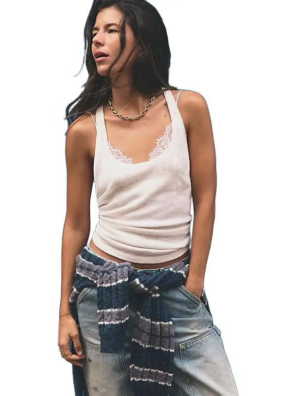 Free People Intimately Tea Party Cami - Clean Ivory