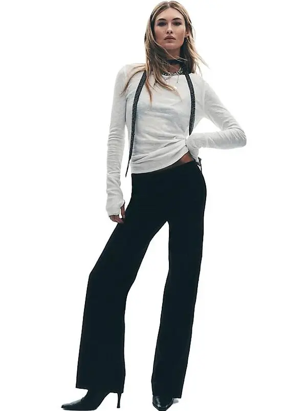 Free People Slim Fit Flare Trousers - Black