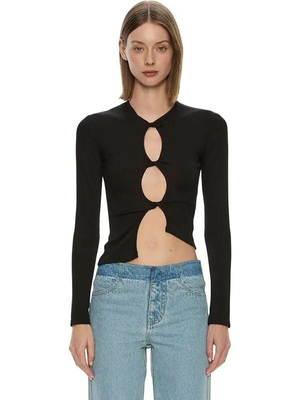 Christopher Esber Open Twist Long Sleeve Top - Black