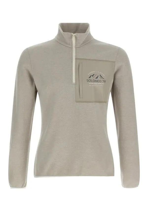 Brunello Cucinelli High Collar Half-zip Sweater - Nude