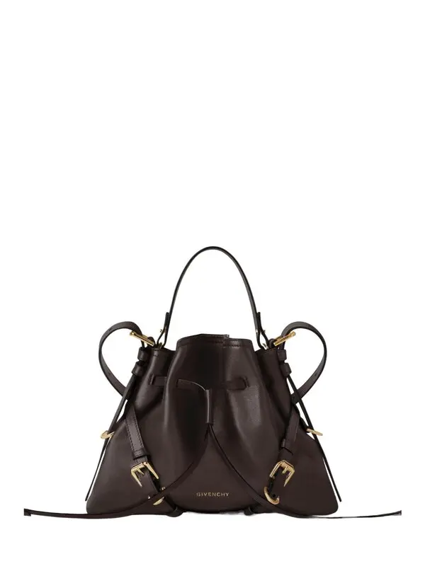 Givenchy Small Voyou Bucket Bag In Shiny Leather - Chocolate-colored