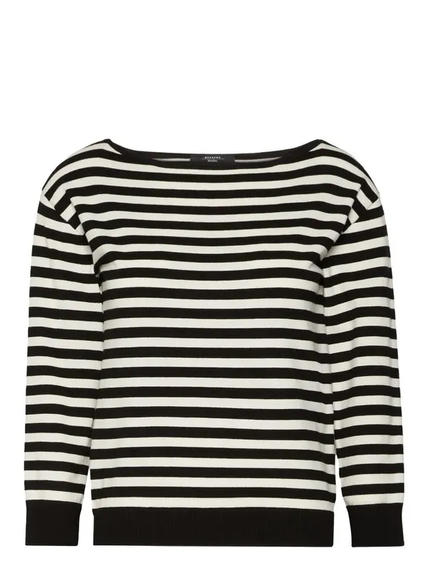 Max Mara Striped Boat Neck Knitted Jumper - Black