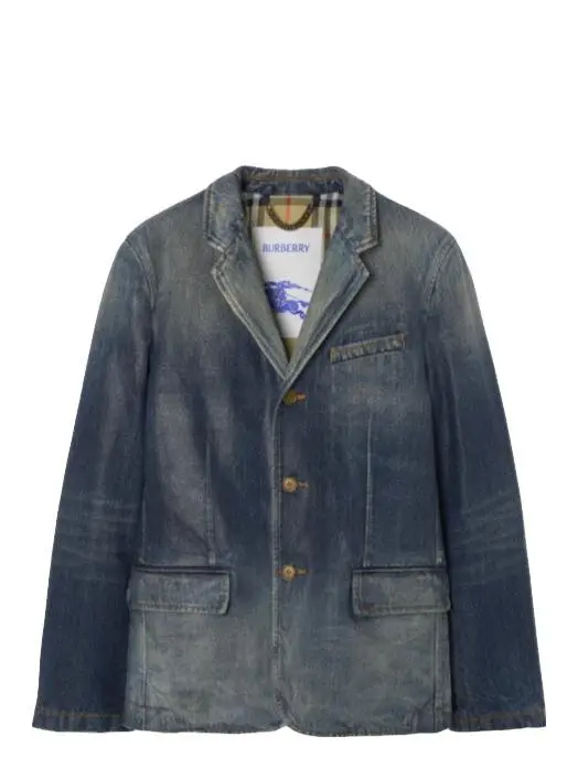 Burberry Coated Denim Tailored Jacket - Medium Blue