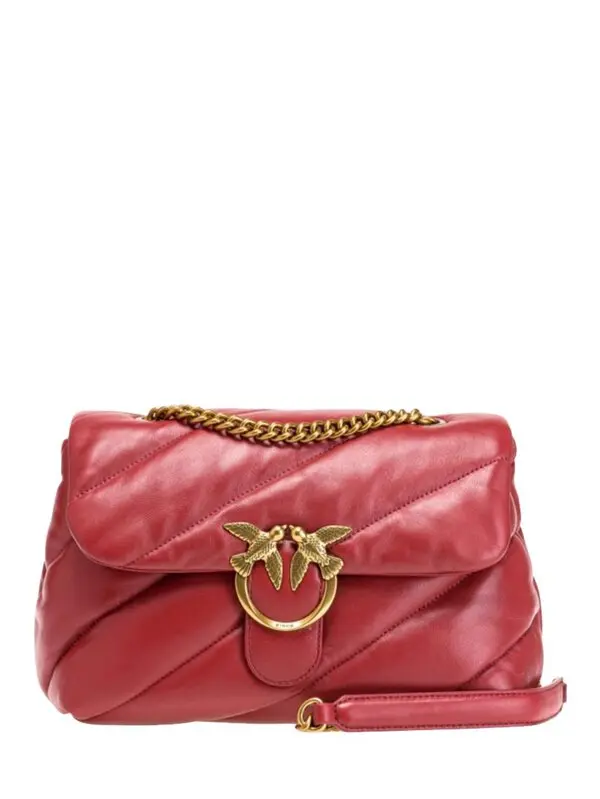 Pinko Love Puff Quilted Leather Shoulder Bag - Red