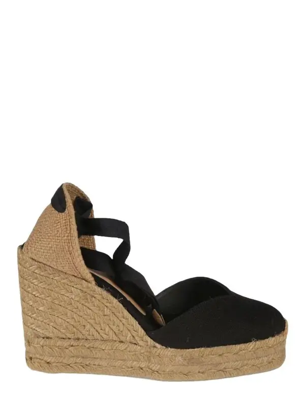CastaÑer Chiara Wedge Sandals With Lace-up Ankle Tie - Black