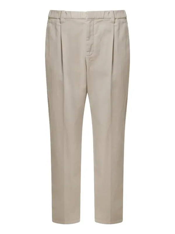 Brunello Cucinelli Pleated Relaxed Fit Trousers With Monili Embroidery - Cool Beige