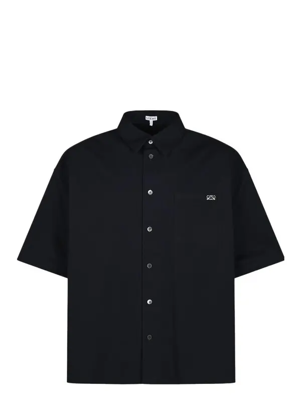 Loewe Anagram-embroidered Short-sleeve Shirt - Deep Navy Blue