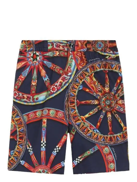 Dolce & Gabbana Carretto-print Poplin Bermuda Shorts - Multicolor