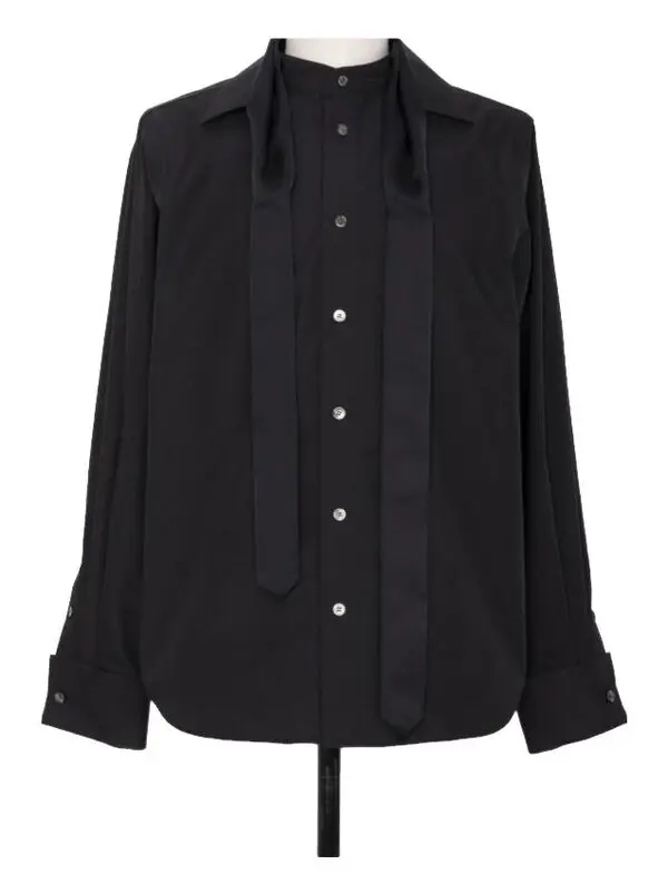 Sacai Long-sleeve Shirt With Curved Hem - Black
