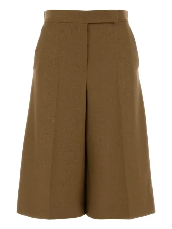 Max Mara Slub Wool Canvas Bermuda Shorts - Camel