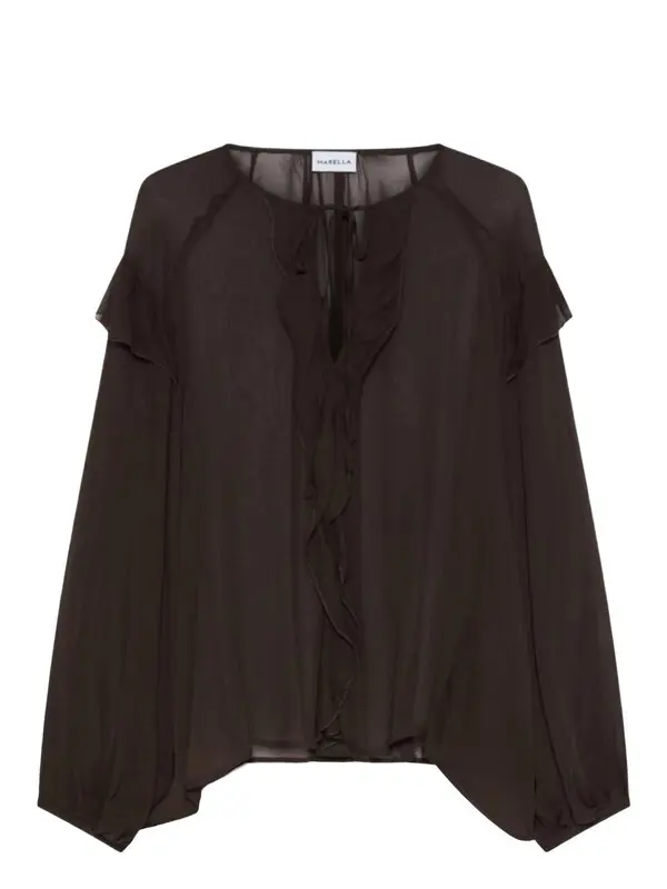 Marella Long-sleeved Ruffle Top - Black