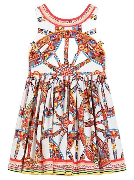 Dolce & Gabbana Round Neck Sleeveless Dress - Multicolor