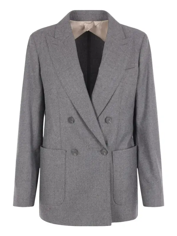 Max Mara Long-sleeved Tailored Blazer With Patch Pockets - Medium Gray