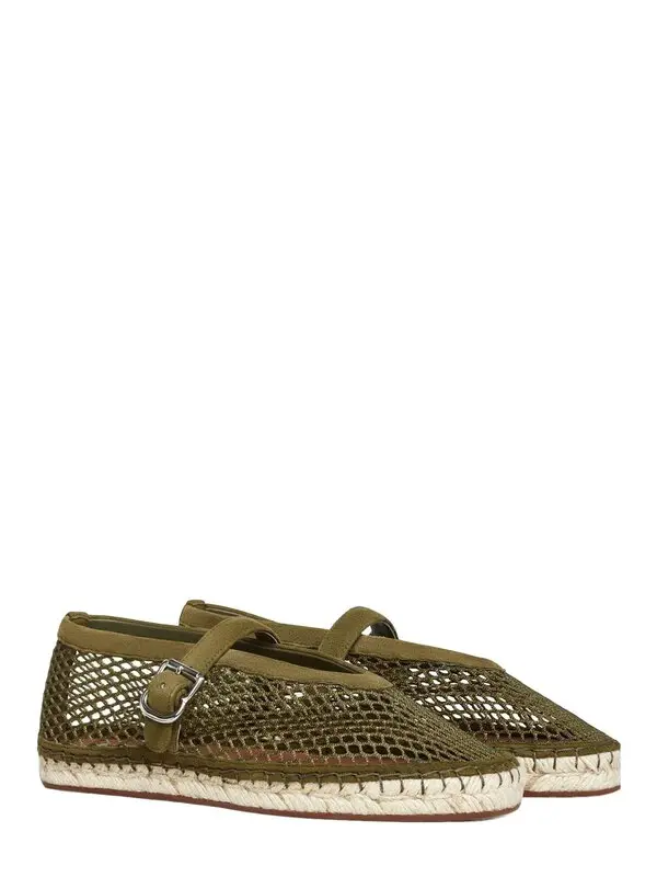 Alaïa Espadrilles With Fishnet And Buckled Straps - Khaki