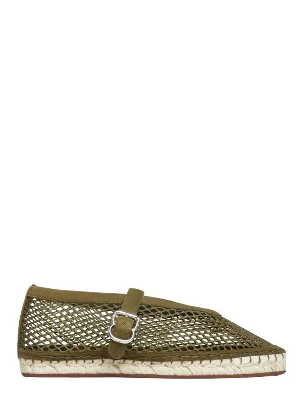 Alaïa Espadrilles With Fishnet And Buckled Straps - Khaki